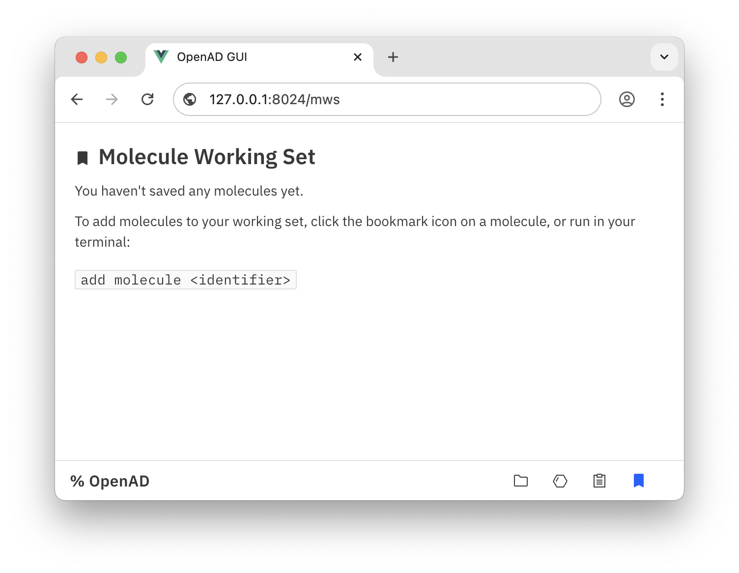 How to Use the Molecule Working Set - OpenAD